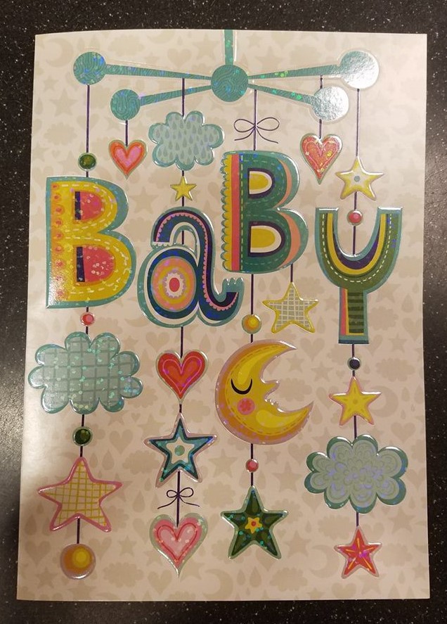 Baby Mobile Embossed Card - Raff and Friends